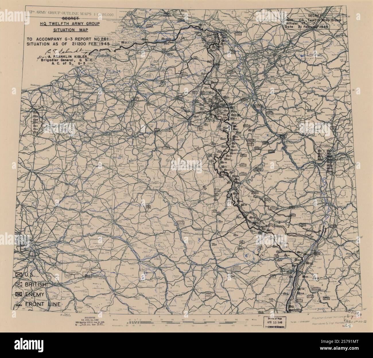[February 21, 1945], HQ Twelfth Army Group situation map. 1945 by ...