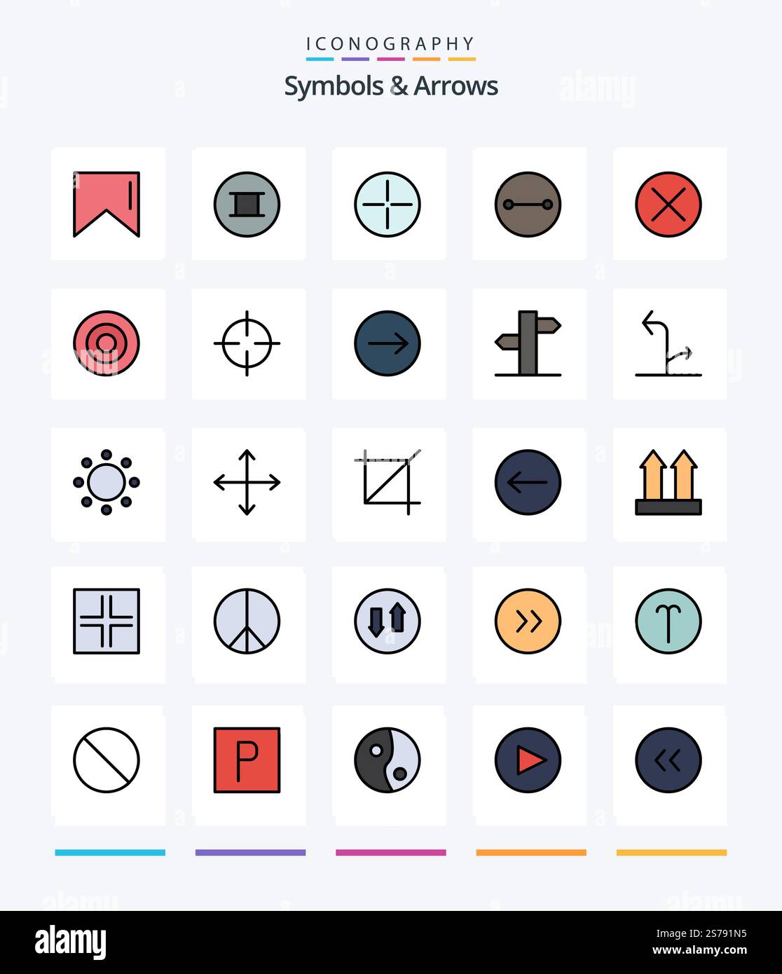 Creative Symbols & Arrows 25 Line FIlled icon pack Such As symbols ...