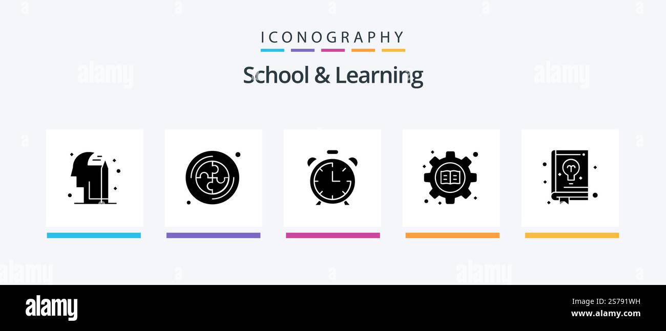School And Learning Glyph 5 Icon Pack Including learning. education ...
