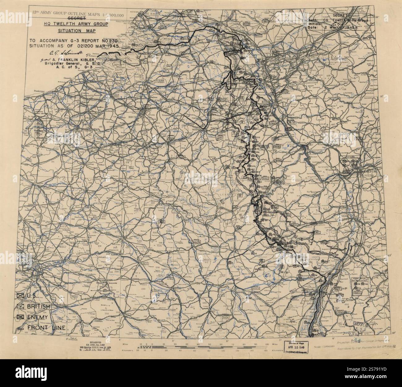 [March 2, 1945], HQ Twelfth Army Group situation map 1945 by Allied ...