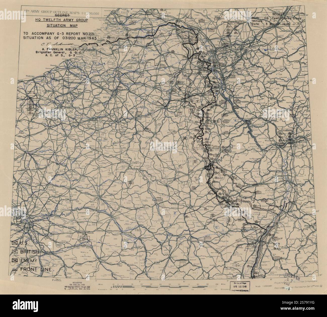 [March 3, 1945], HQ Twelfth Army Group situation map. 1945 by Allied ...