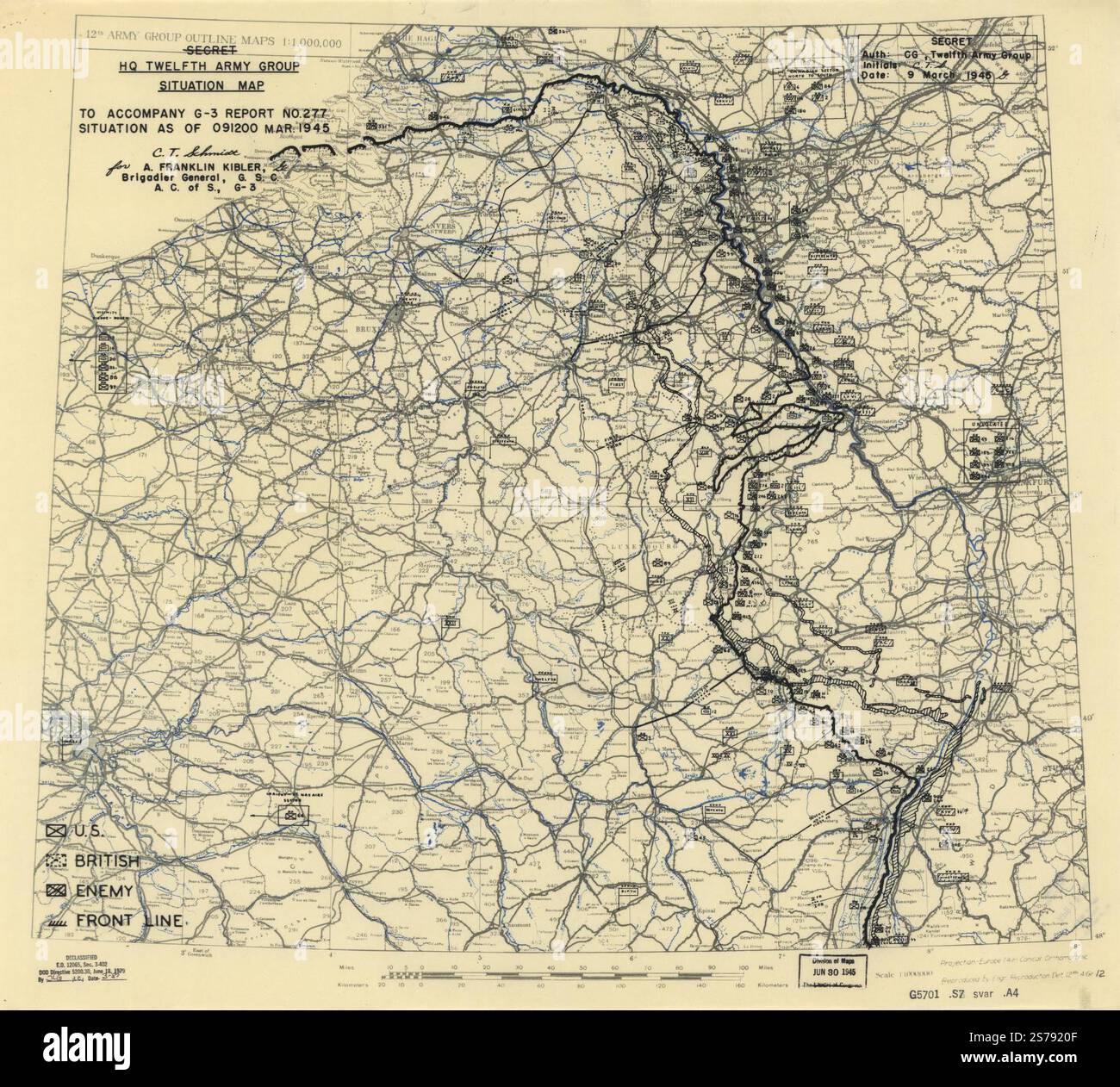 [March 9, 1945], HQ Twelfth Army Group situation map. 1945 by Allied ...