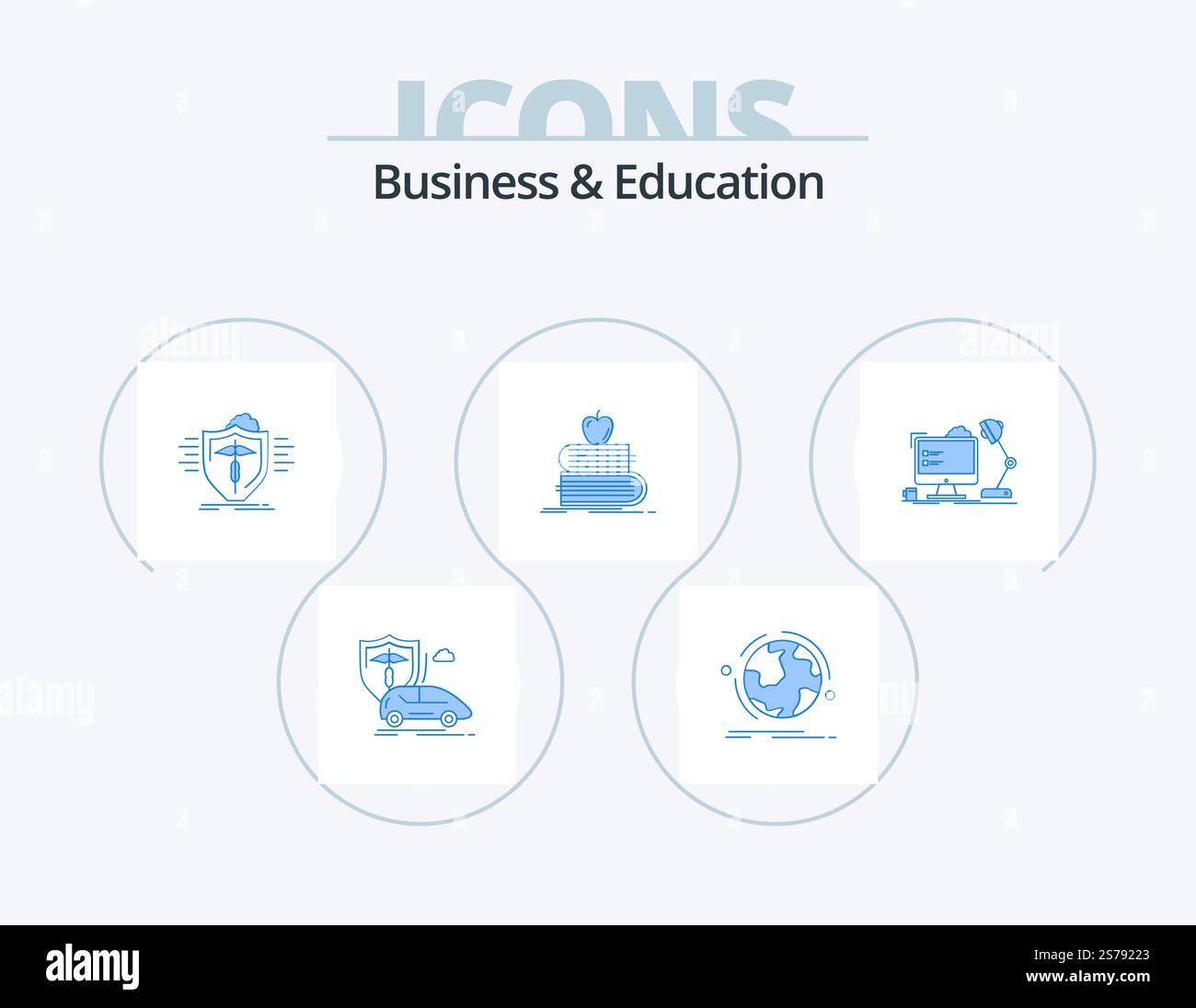 Business And Education Blue Icon Pack 5 Icon Design. student. back to ...