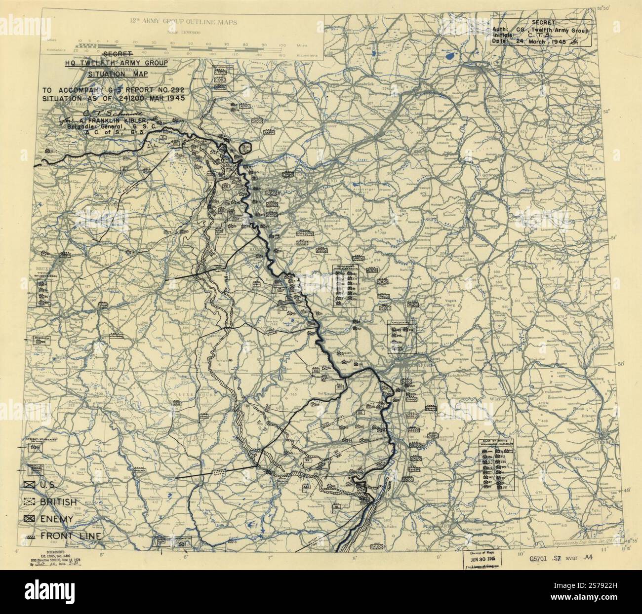 [March 24, 1945], HQ Twelfth Army Group situation map. 1945 by Allied ...