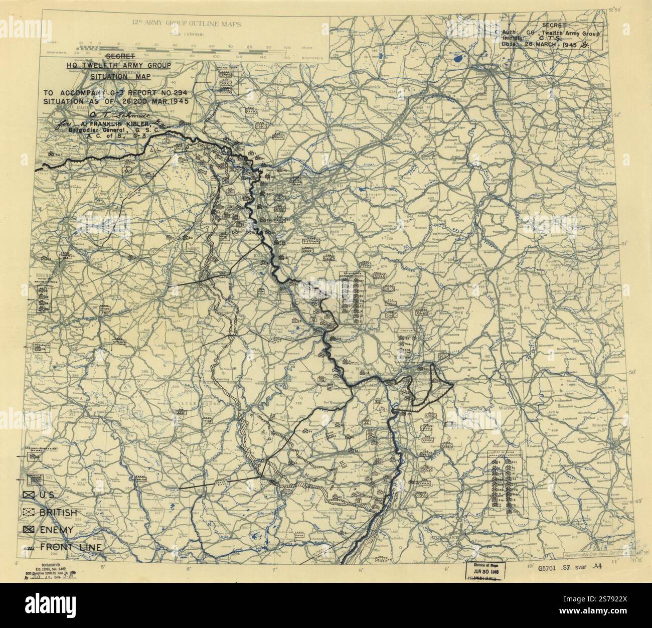 [March 26, 1945], HQ Twelfth Army Group situation map. 1945 by Allied ...