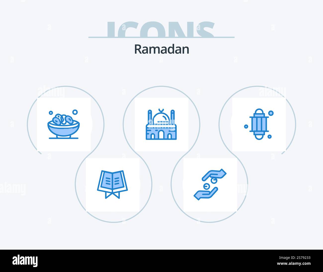 Ramadan Blue Icon Pack 5 Icon Design. place. mosque. bowl. islam ...