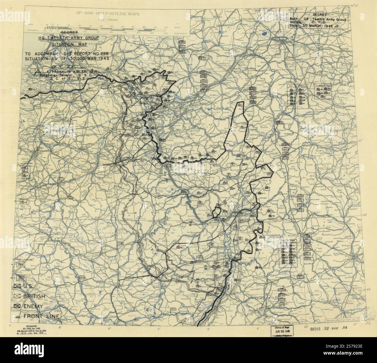 [March 30, 1945], HQ Twelfth Army Group situation map. 1945 by Allied ...