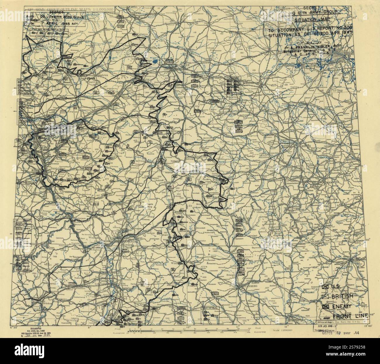 [April 7, 1945], HQ Twelfth Army Group situation map. 1945 by Allied ...