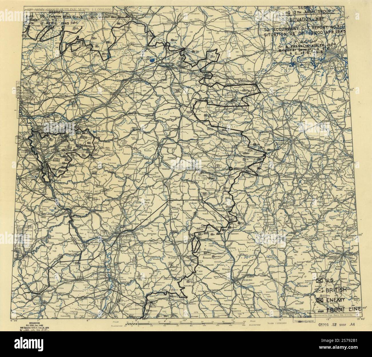 [April 12, 1945], HQ Twelfth Army Group situation map. 1945 by Allied ...