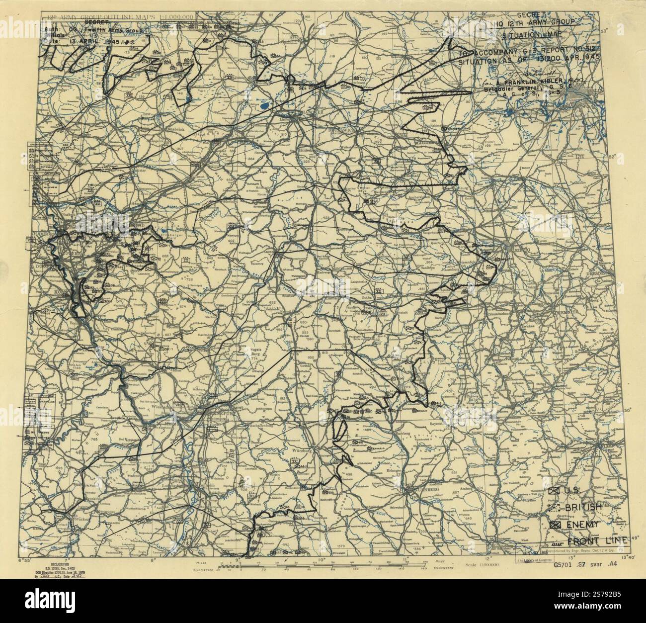 [April 13, 1945], HQ Twelfth Army Group situation map. 1945 by Allied ...