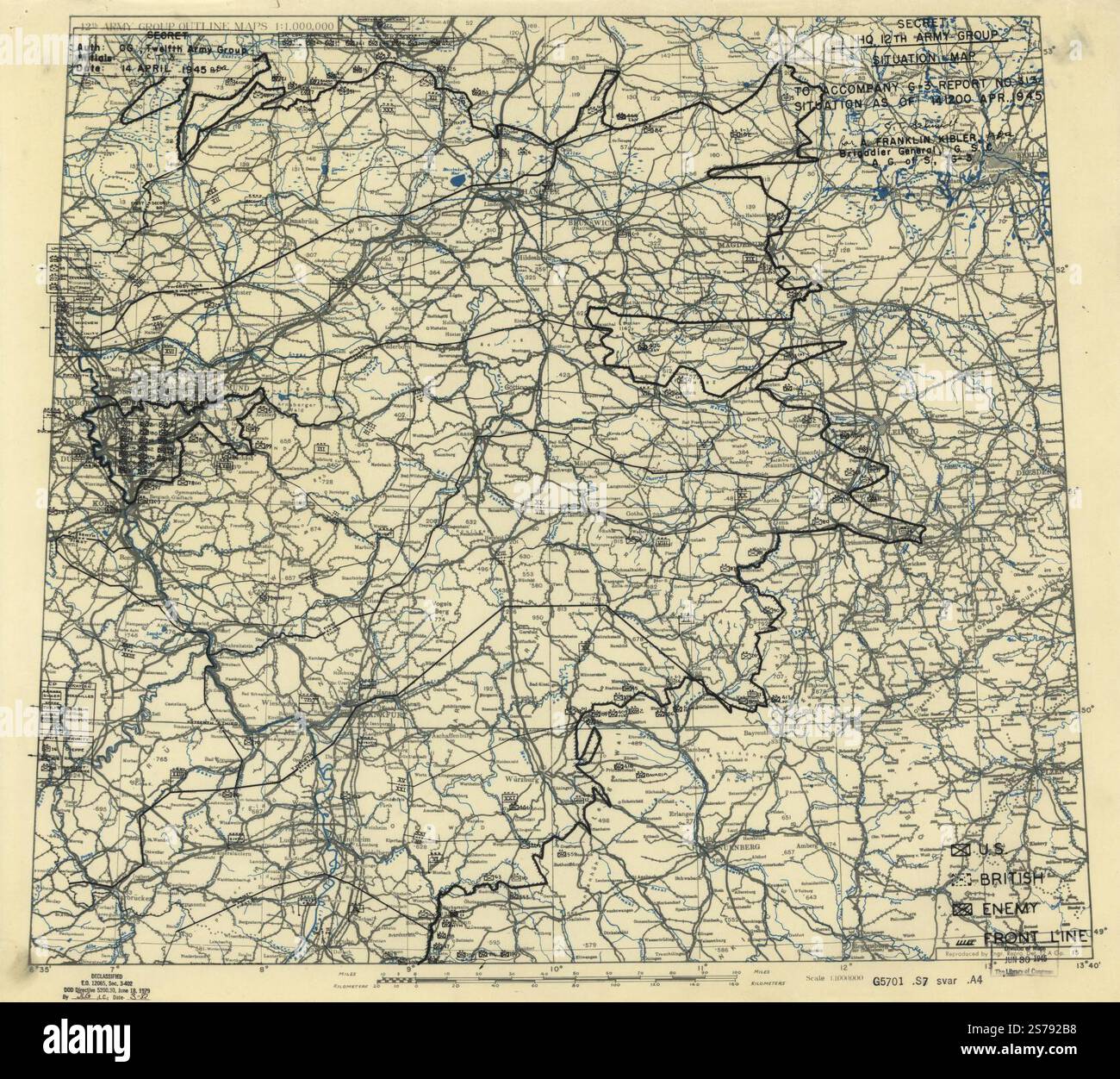 [April 14, 1945], HQ Twelfth Army Group situation map. 1945 by Allied ...
