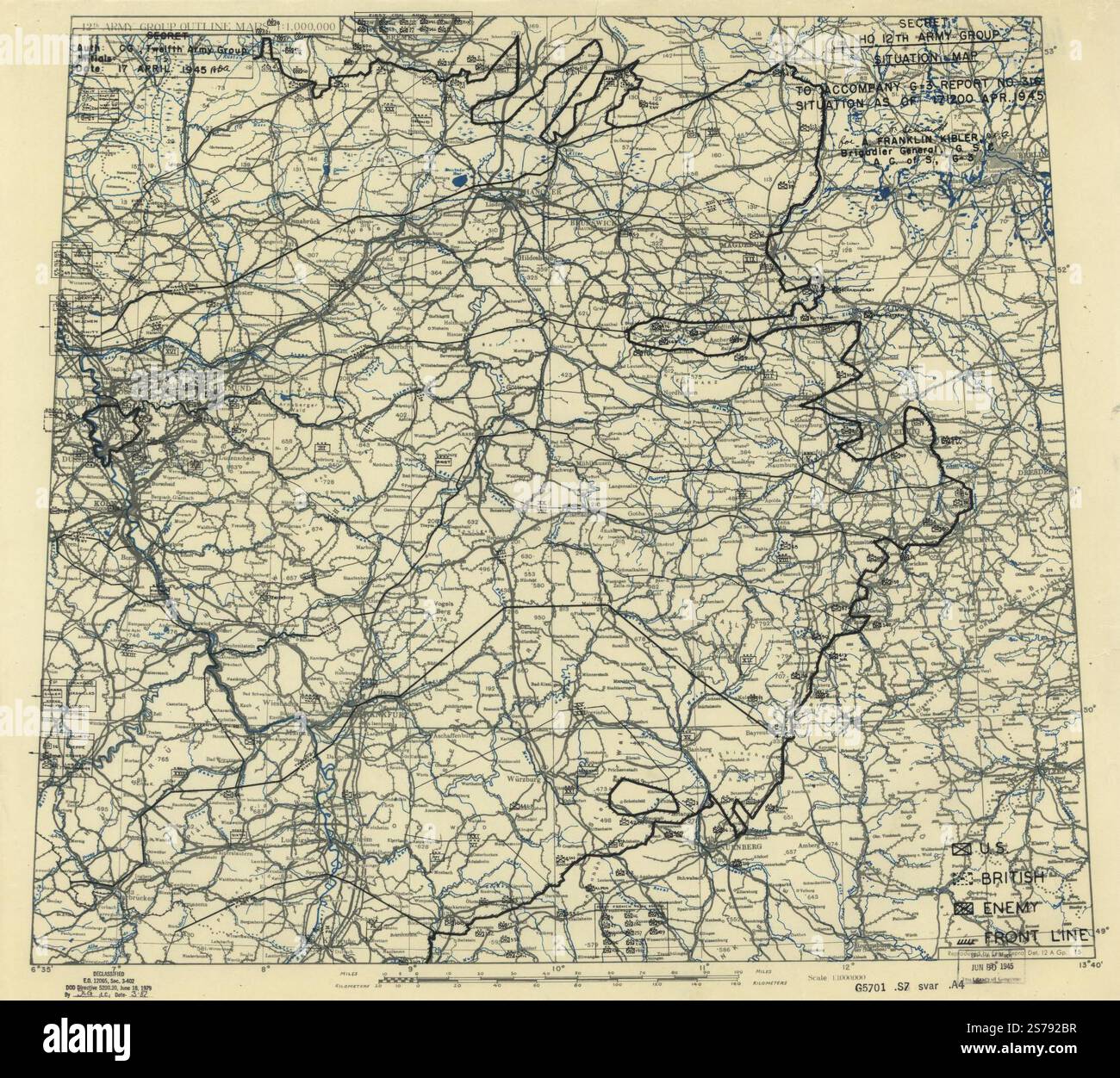 [April 17, 1945], HQ Twelfth Army Group situation map. 1945 by Allied ...