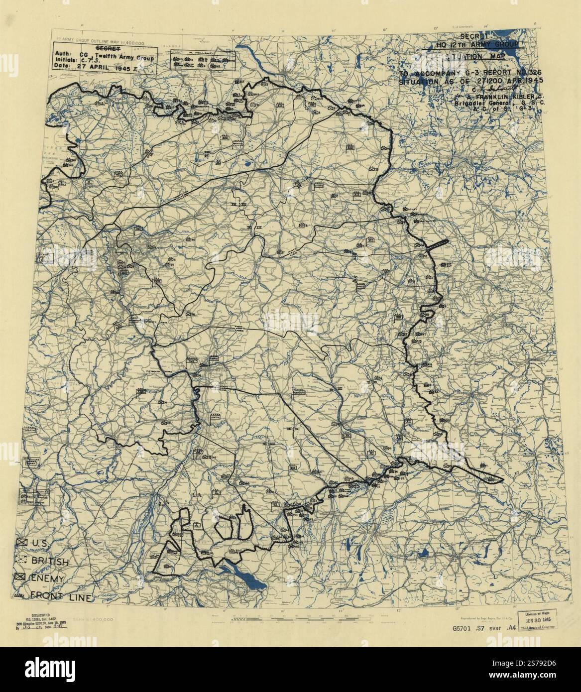 [April 27, 1945], HQ Twelfth Army Group situation map. 1945 by Allied ...