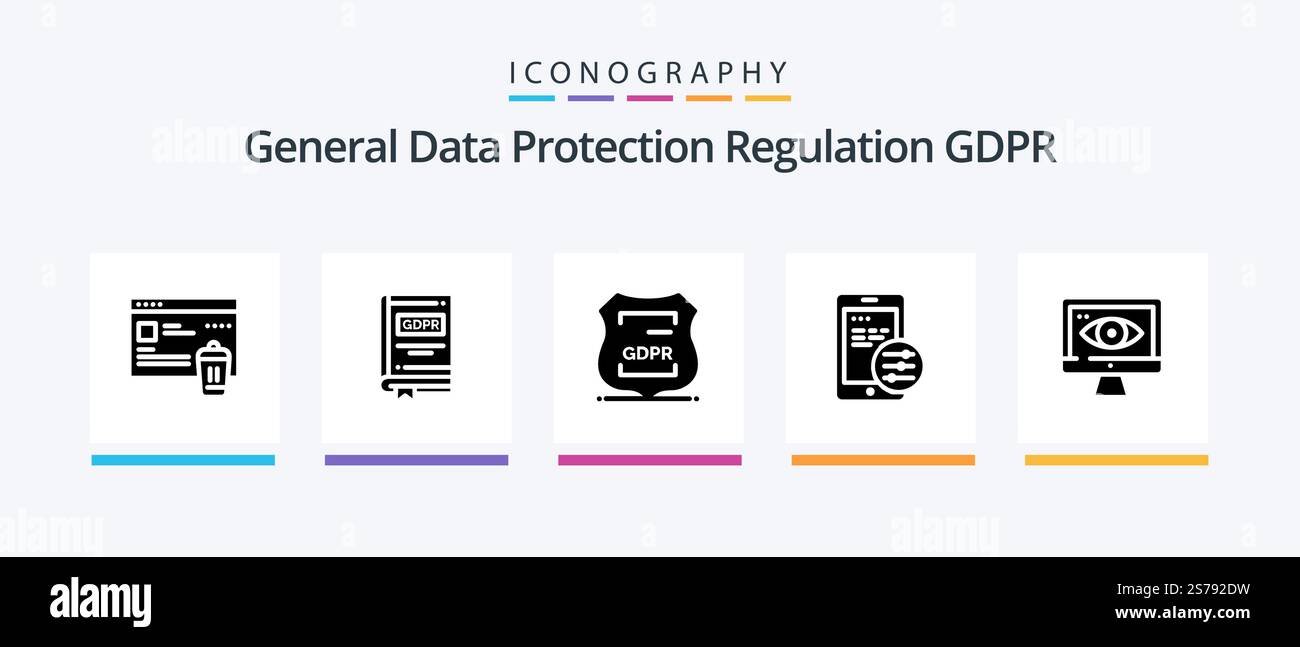 Gdpr Glyph 5 Icon Pack Including . privacy . gdpr . locked . data privacy. Creative Icons Design ...