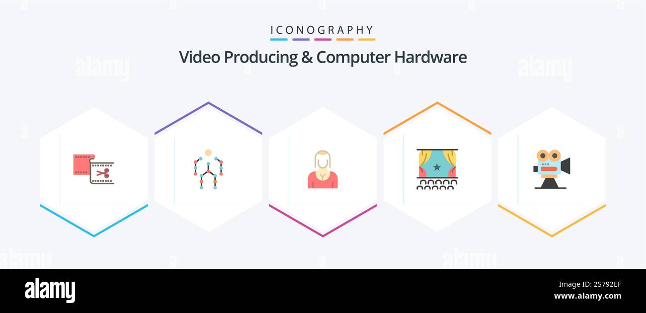 Video Producing And Computer Hardware 25 Flat icon pack including film ...