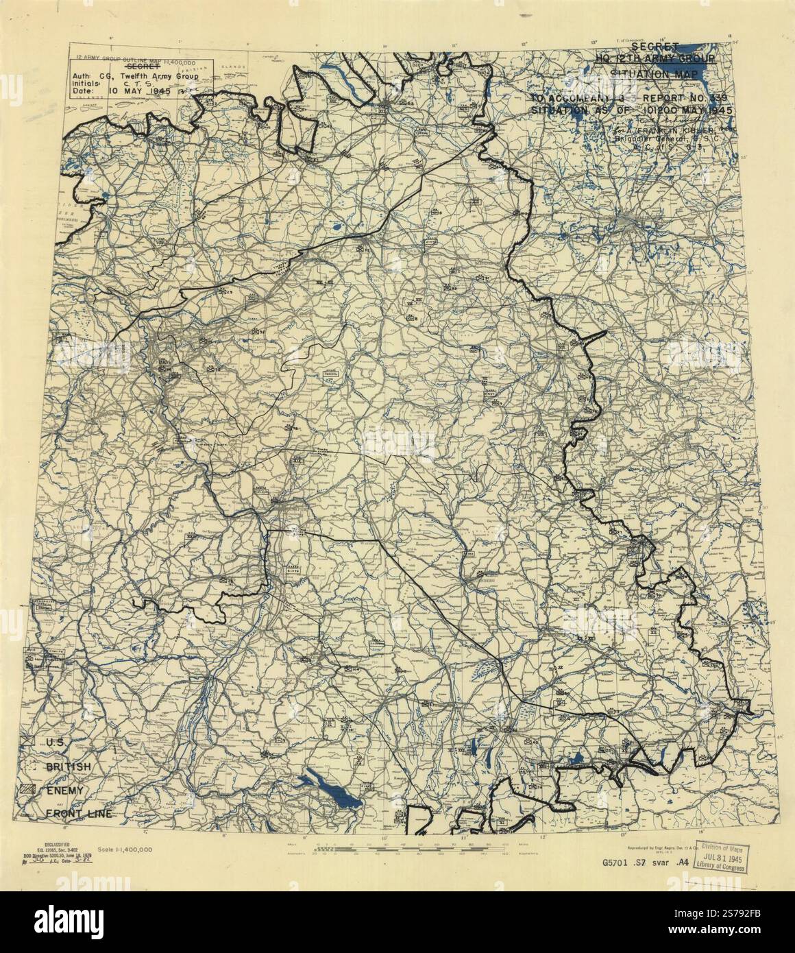 [May 10, 1945], HQ Twelfth Army Group situation map. 1945 by Allied ...