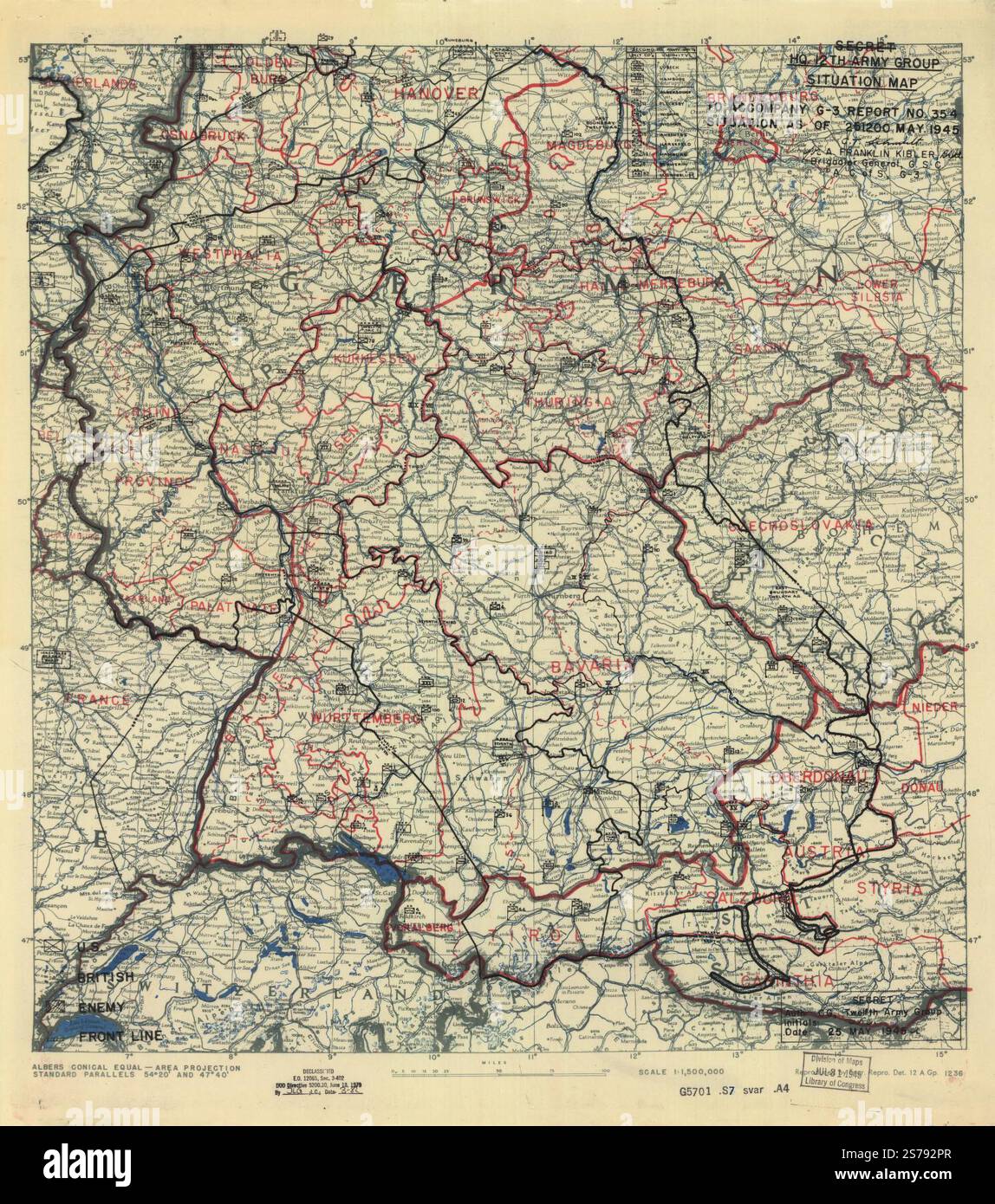 [May 25, 1945], HQ Twelfth Army Group situation map. 1945 by Allied ...