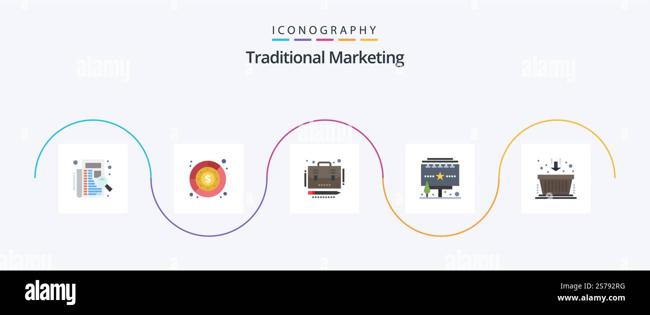 Traditional Marketing Flat 5 Icon Pack Including billboard ...