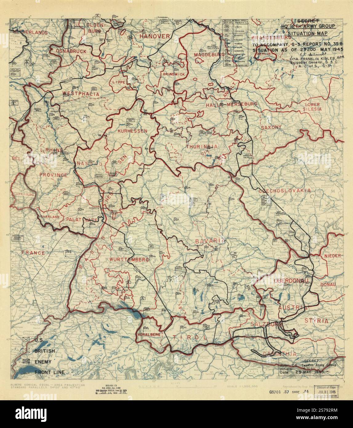 [May 29, 1945], HQ Twelfth Army Group situation map. 1945 by Allied ...