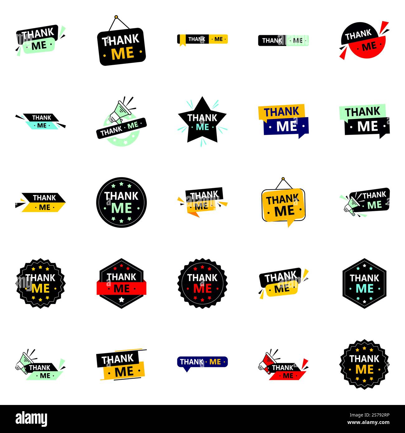 Get More Recognition with Our Pack of 25 Thank Me Banners Stock Vector ...