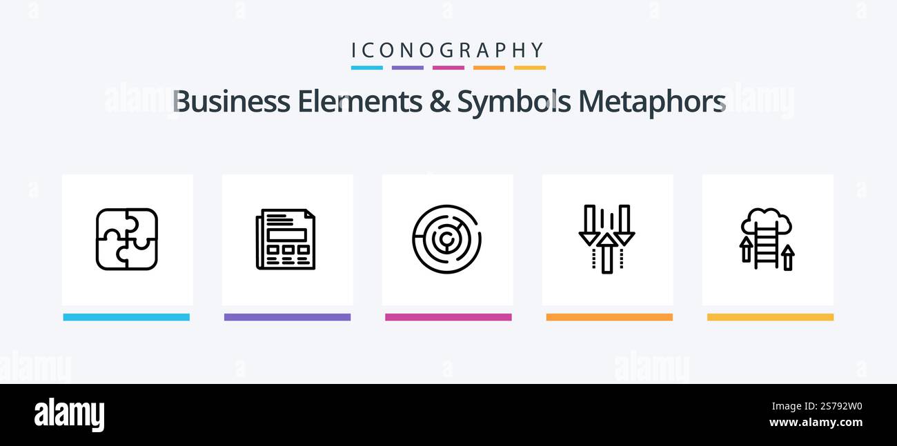 Business Elements And Symbols Metaphors Line 5 Icon Pack Including ...