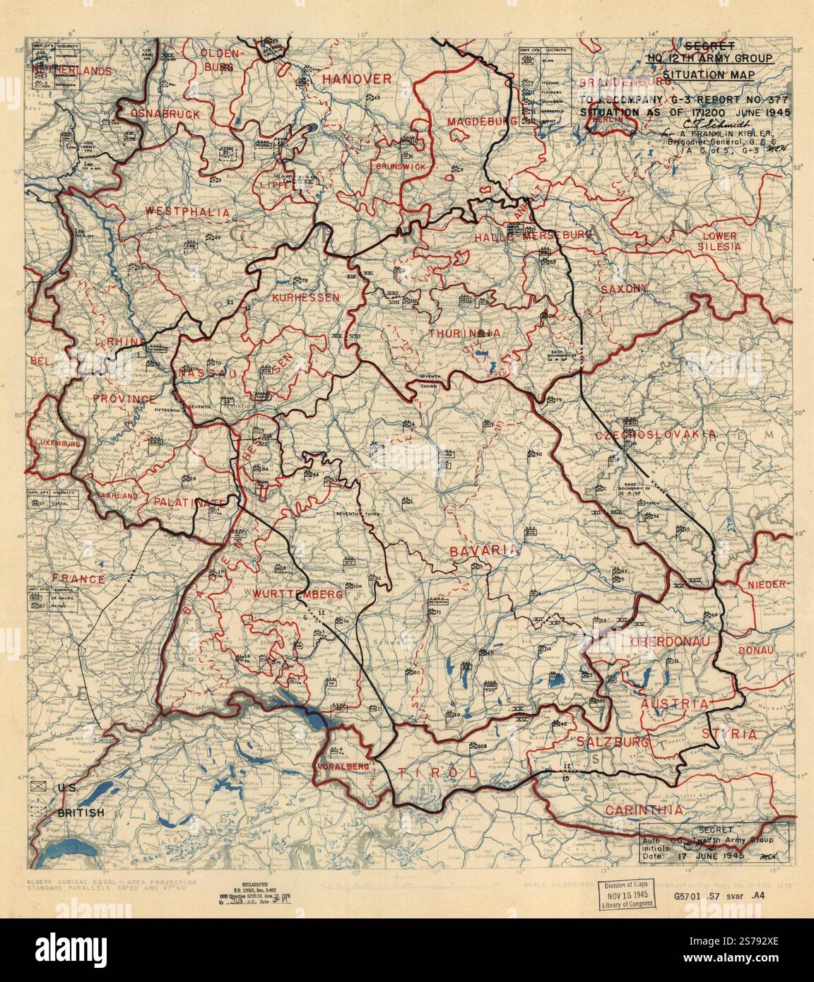 [June 17, 1945], HQ Twelfth Army Group situation map. 1945 by Allied ...