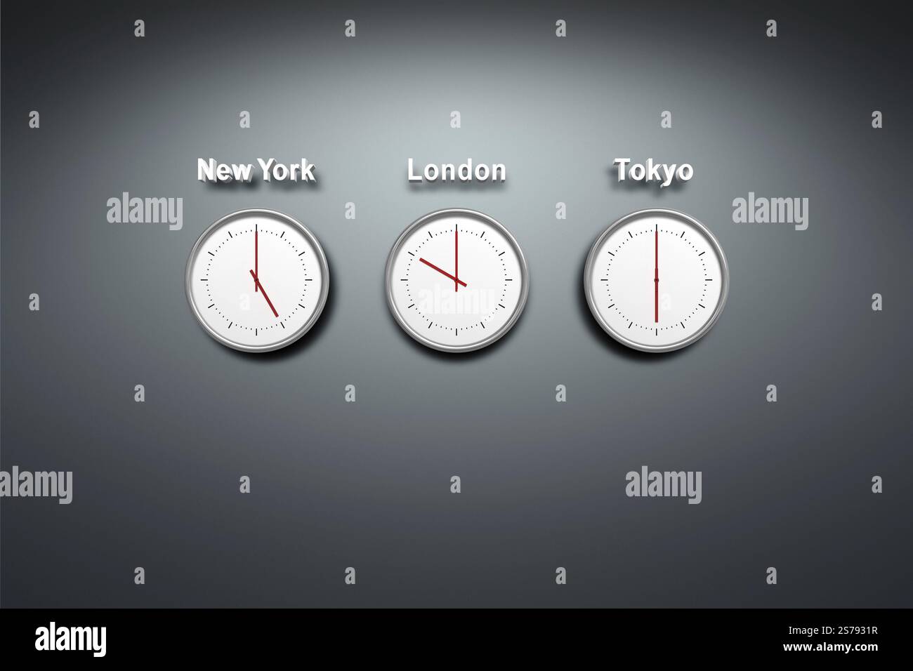 New York - London - Tokyo - time 3 clocks at the wall Stock Photo - Alamy