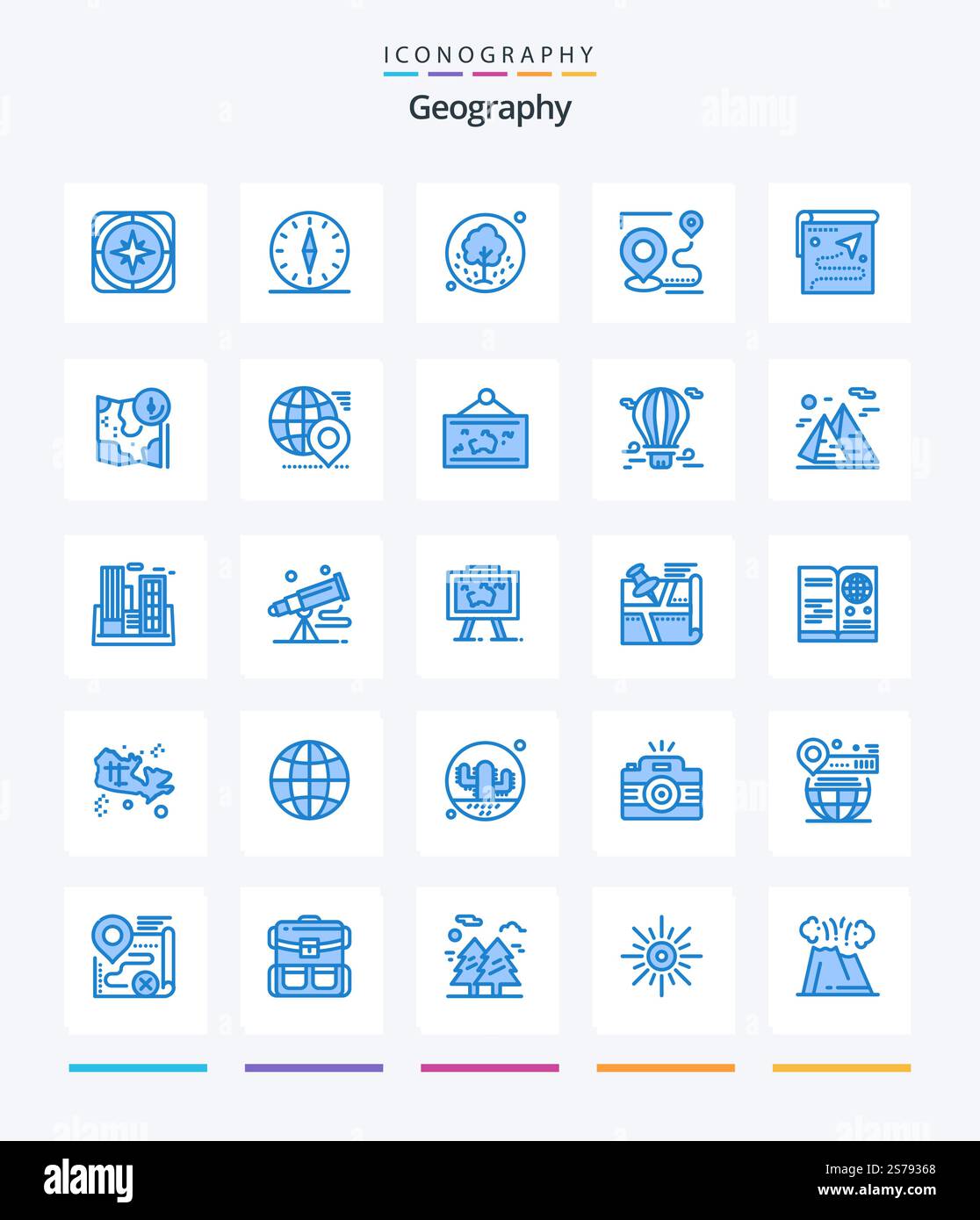 Creative Geo Graphy 25 Blue icon pack Such As gps. map. summer ...