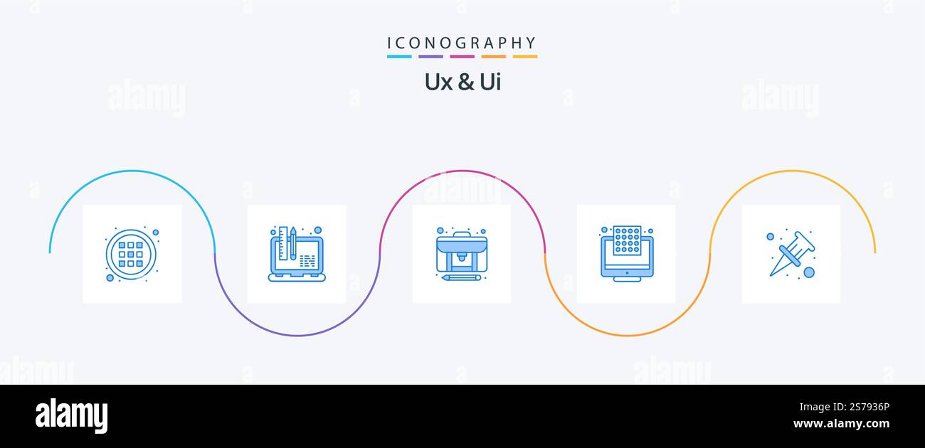 Ux And Ui Blue 5 Icon Pack Including pin. attach. content. screen. dpi ...