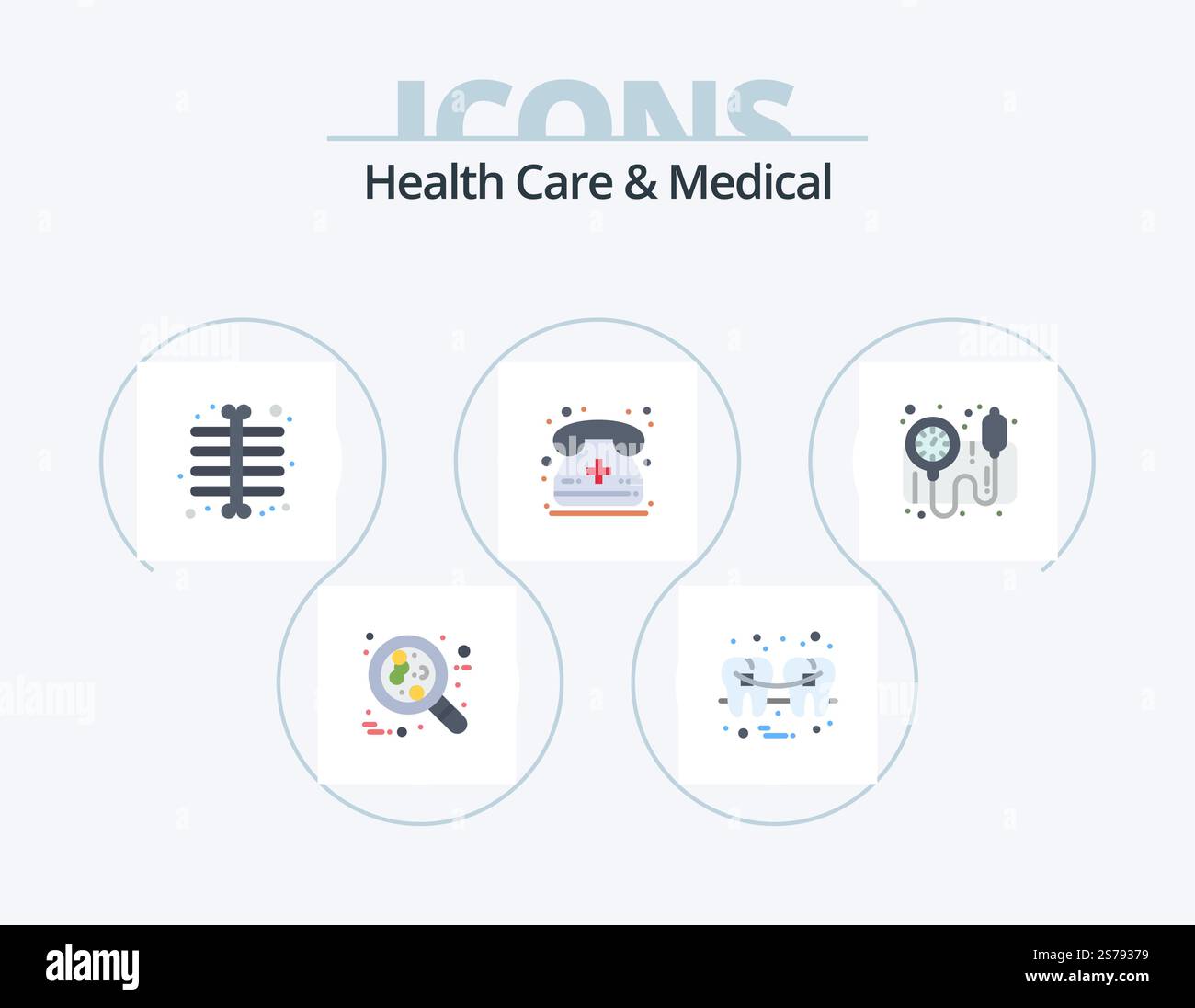 Health Care And Medical Flat Icon Pack 5 Icon Design. blood pressure ...