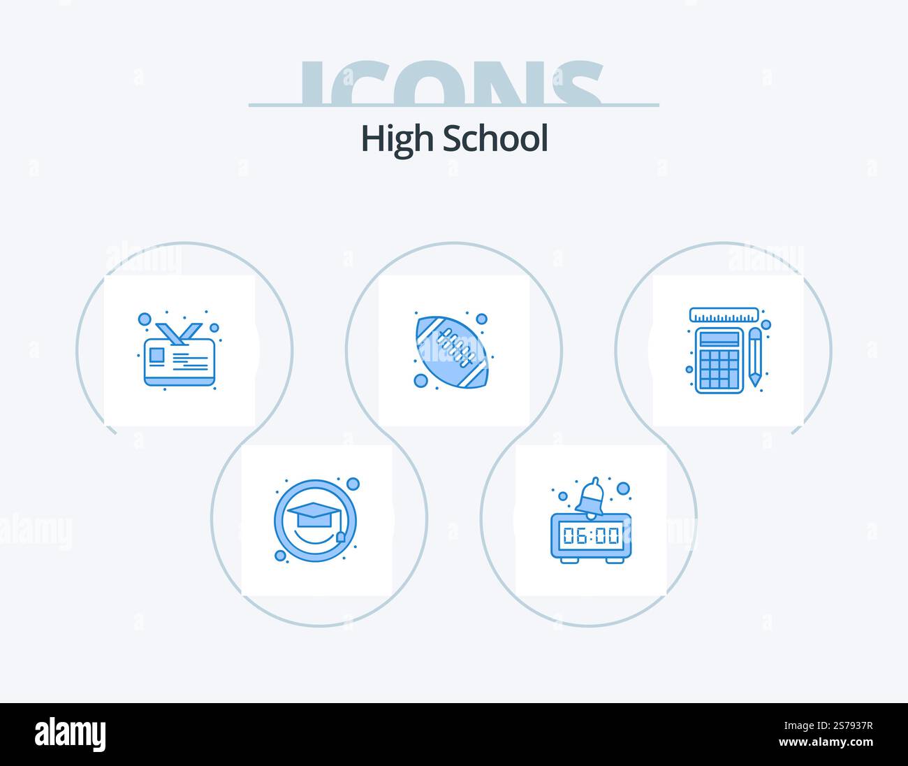 High School Blue Icon Pack 5 Icon Design. . rulers. student card. tools ...
