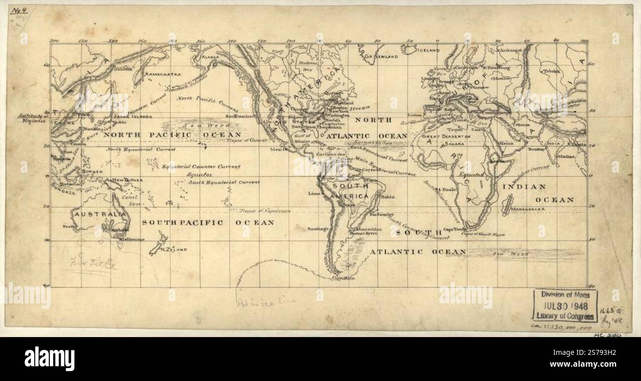 [Map of the world on the Mercator projection]. 1875 Stock Photo - Alamy