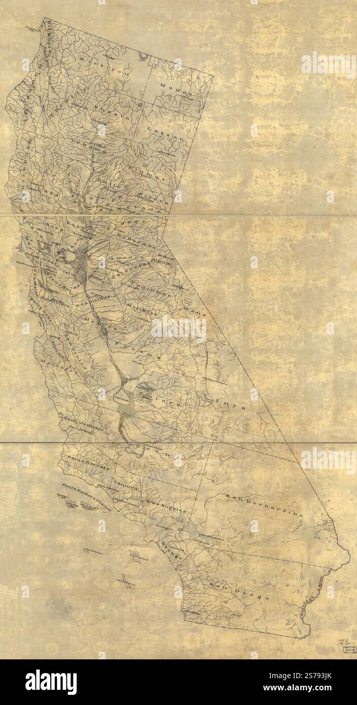 [Base map of California]. 1893 Stock Photo - Alamy