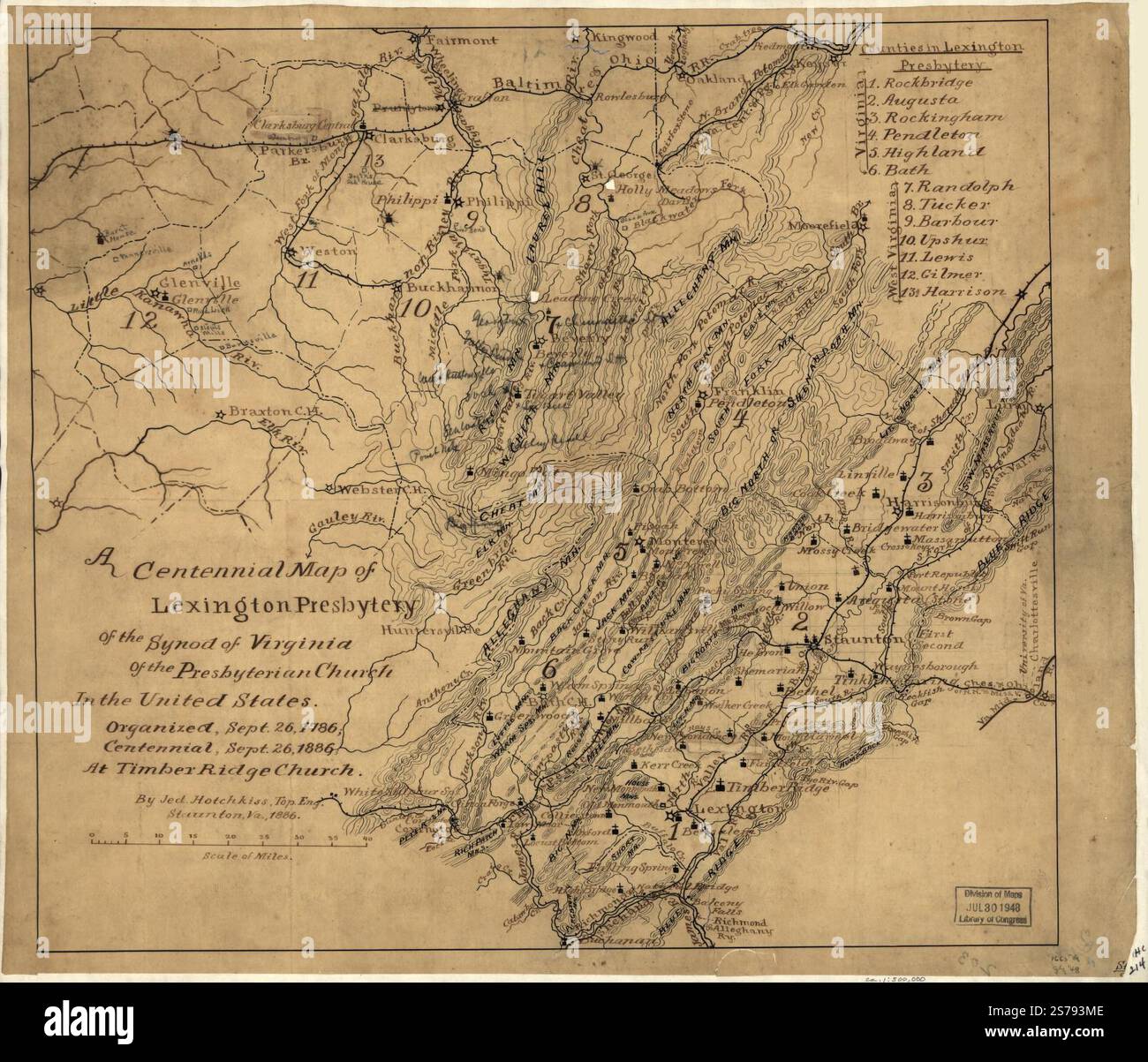 A centennial map of the Lexington Presbytery of the Synod of Virginia ...