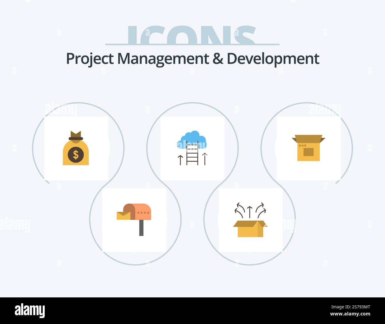 Project Management And Development Flat Icon Pack 5 Icon Design. focus ...