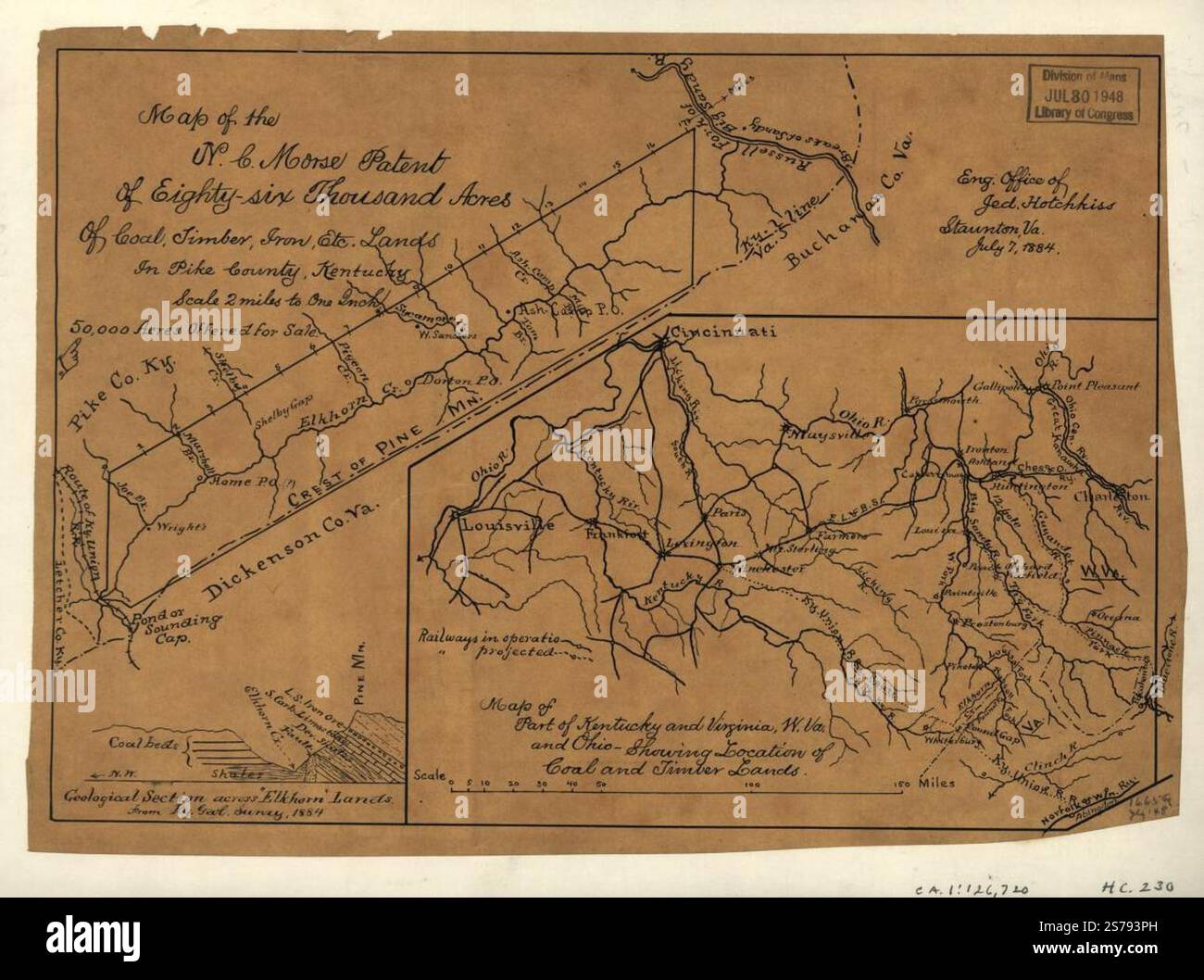 Map of the N.C. Morse patent of eighty-six thousand acres of coal ...