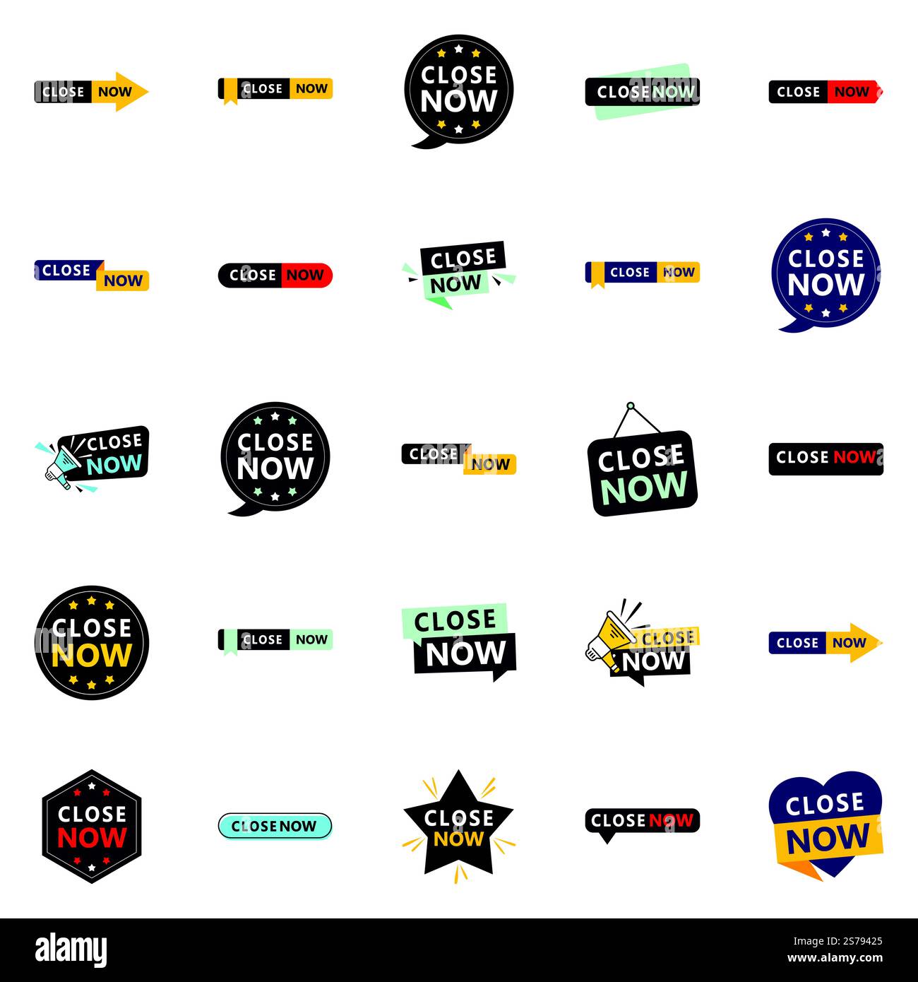 Act Now and Close Text Banners Pack of 25 Stock Vector Image & Art - Alamy