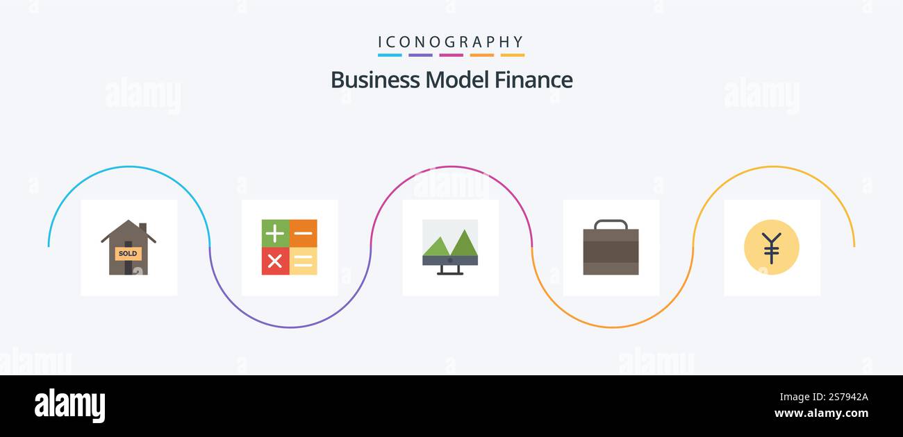 Finance Flat 5 Icon Pack Including . graph. yen. coin Stock Vector ...