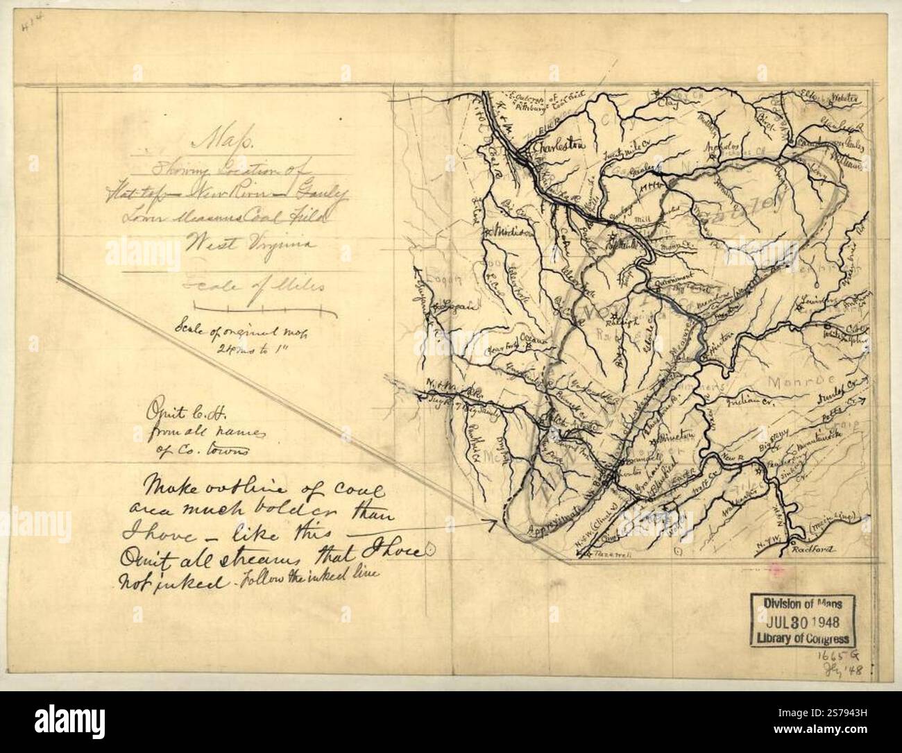 Map showing location of Flat top, New River, Gauly Lower Measures coal ...