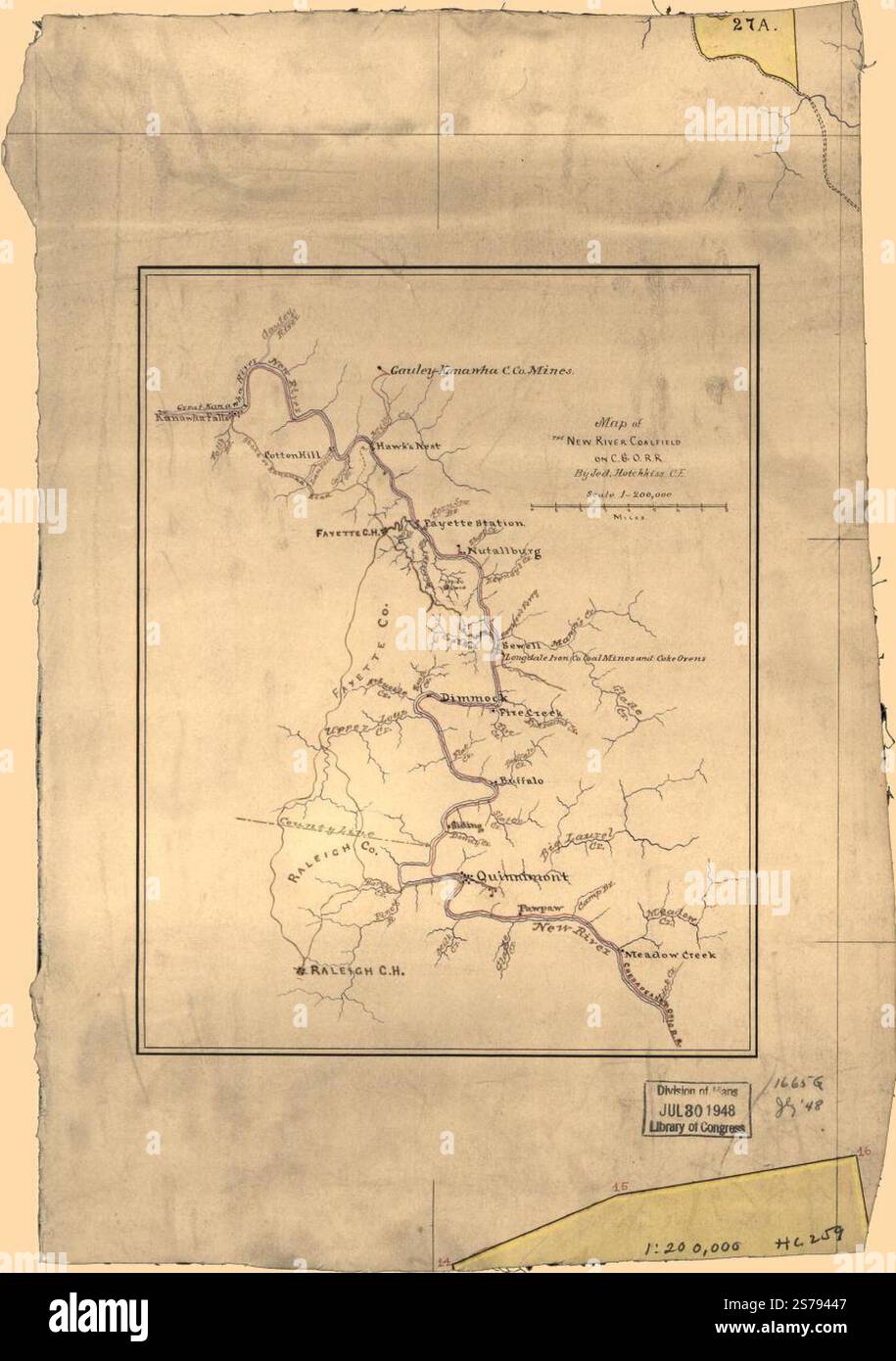 Map of the New River Coalfield on C.& O. R.R. 1880 by Hotchkiss ...