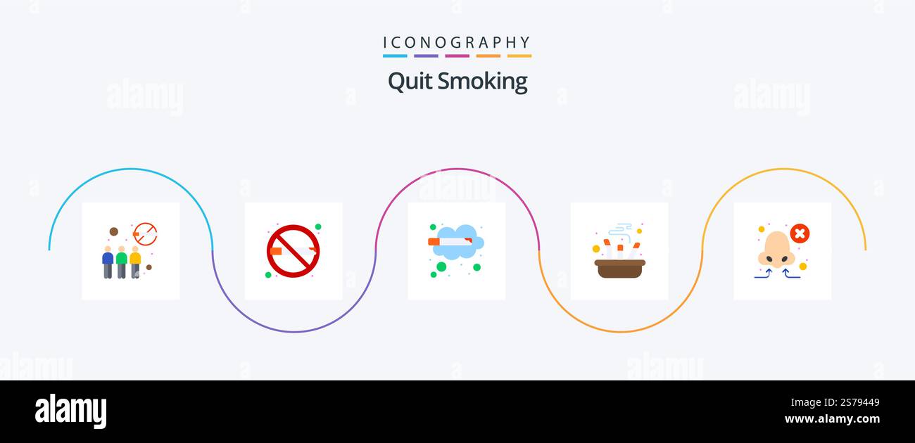 Quit Smoking Flat 5 Icon Pack Including out. ashtray. cigarette ...