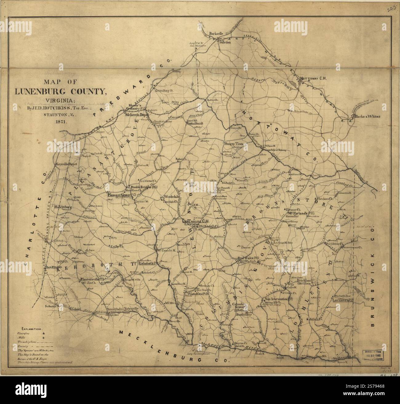 Preliminary map of Lunenburg County, Virginia 1871 by Hotchkiss ...