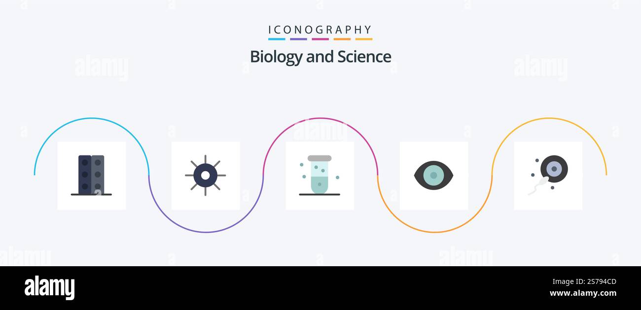 Biology Flat 5 Icon Pack Including fertilization. lab. biochemistry ...