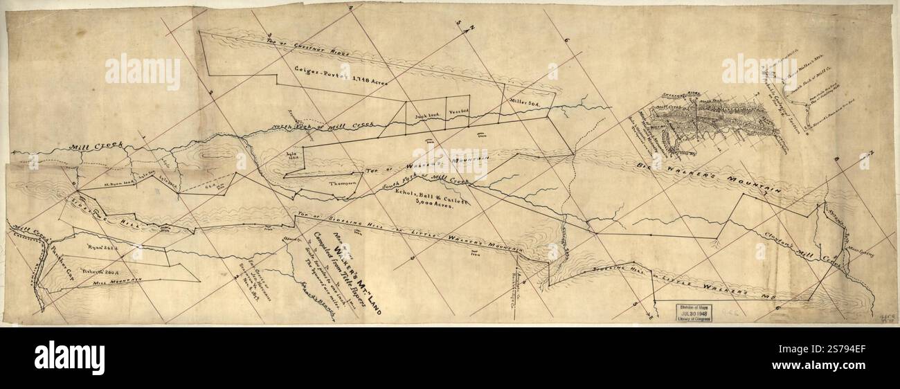 Map of Walker's Mtn. land 1879 by Hotchkiss Jedediah Stock Photo - Alamy