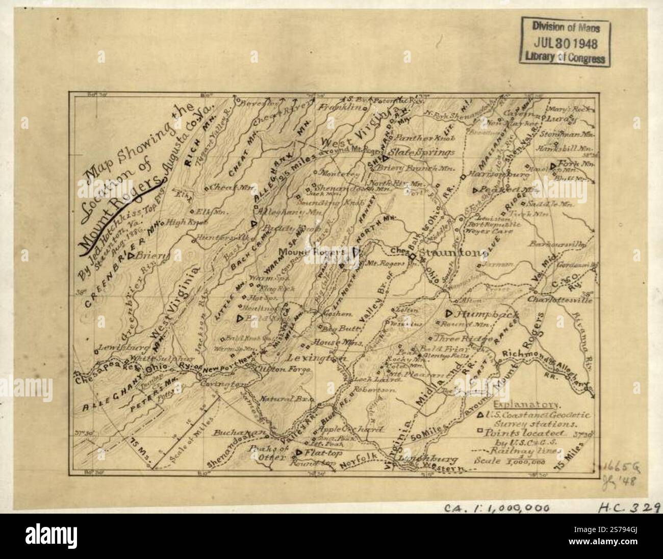 Map showing the location of Mount Rogers, Augusta Co., Va. 1886 by ...