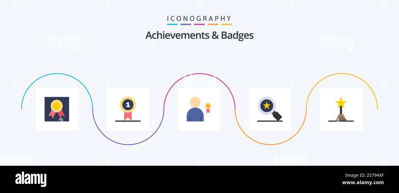 Achievements and Badges Flat 5 Icon Pack Including performance award ...