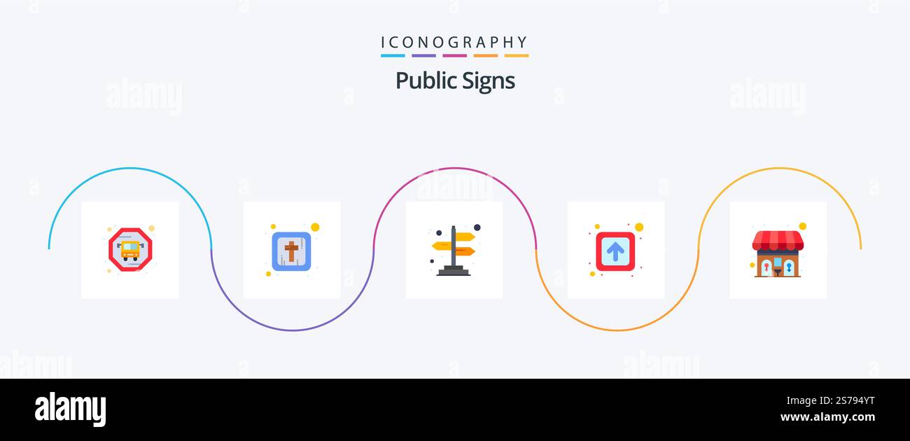 Public Signs Flat 5 Icon Pack Including . arrow. wc. public Stock ...