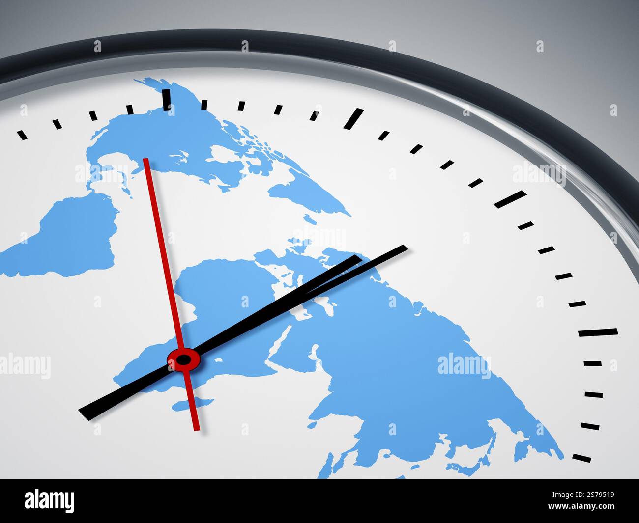 An image of a nice clock with world map Stock Photo - Alamy