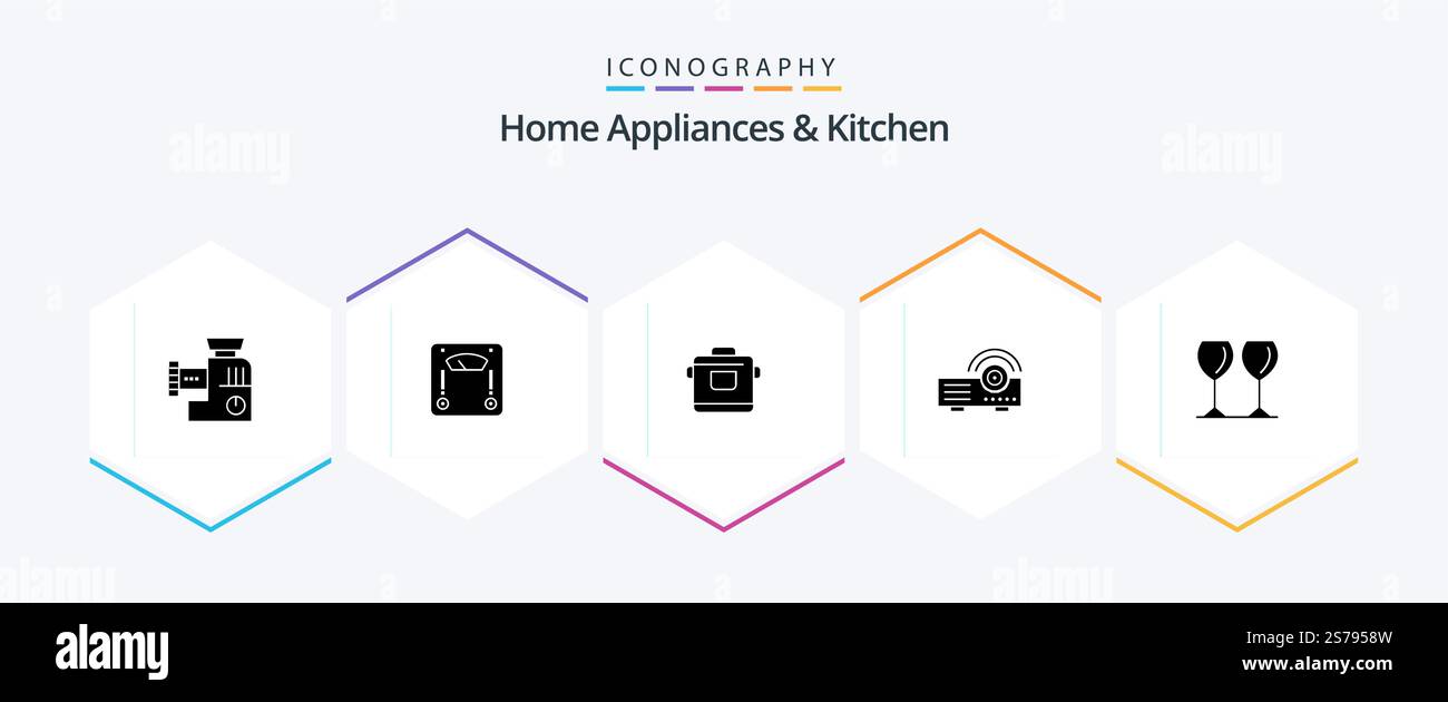 Home Appliances And Kitchen 25 Glyph icon pack including kitchen. hotel ...