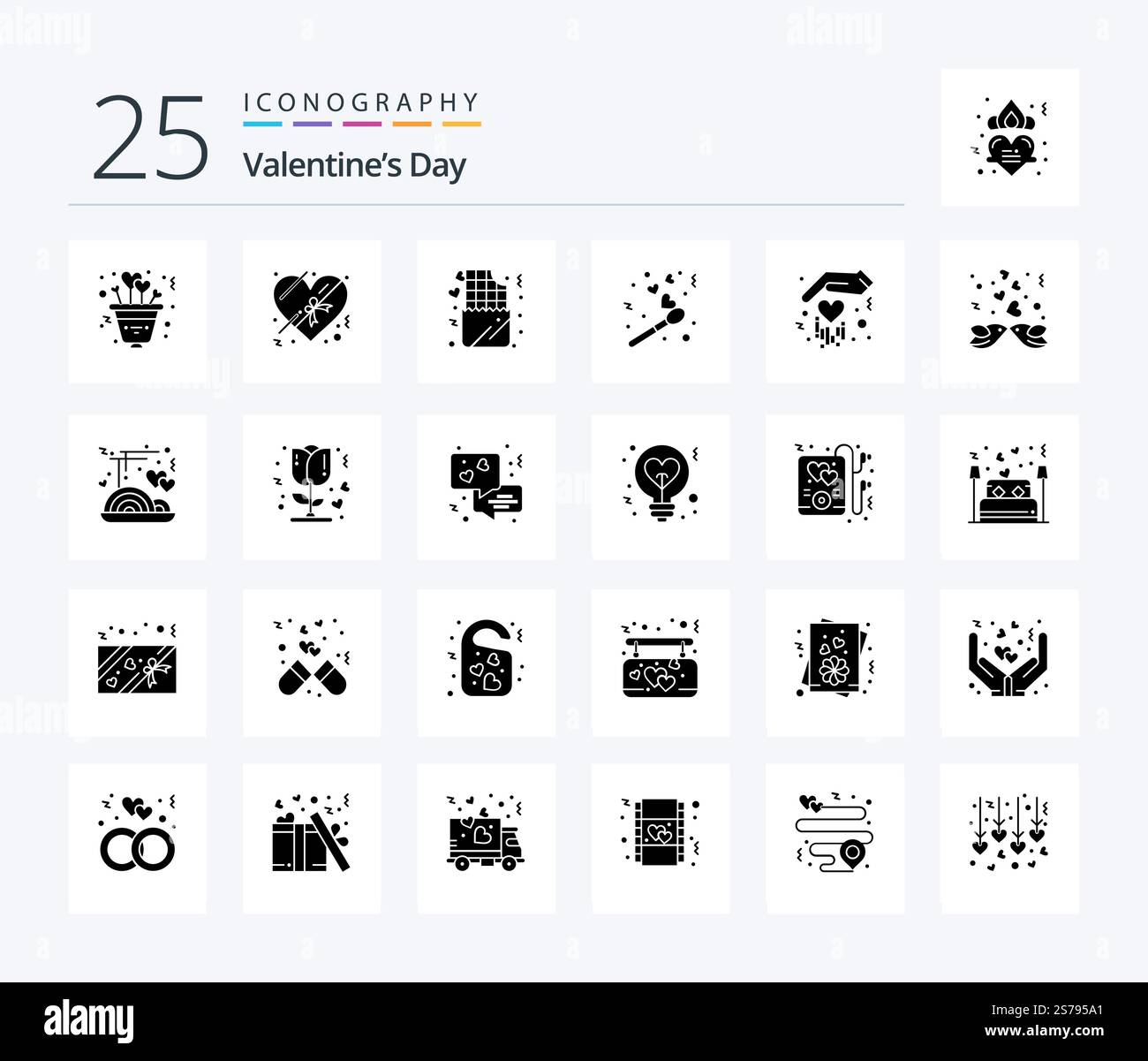 Valentines Day 25 Solid Glyph icon pack including love. gift. lifestyle ...